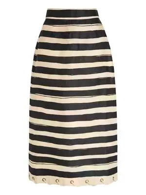 Zimmermann Rebellion Striped Midi Skirt - Black