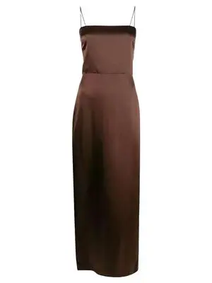 REFORMATION Frankie Sleeveless Silk Dress - Brown