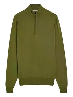 John Smedley Zip-collar Sweater - Green