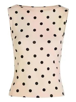 REFORMATION Polka Dot Boat-neck Top - Neutrals
