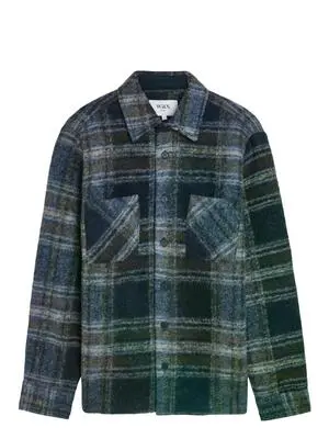 WAX LONDON Chest-pocket Checked Shirt Jacket - Blue
