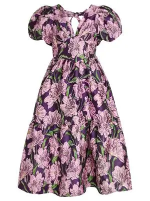 SISTER JANE Floraison Jacquard Midi Dress - Purple