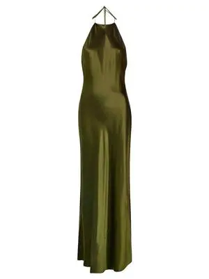 REFORMATION Halterneck Maxi Dress - Green