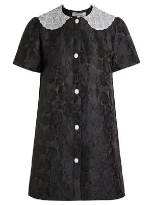 SISTER JANE Buttoned Dress With Embellished Collar - Black