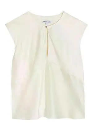 Veronica Beard Sparrow Keyhole Sleeveless Blouse - Neutrals