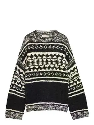 Free People Patterned Knit Sweater - Black