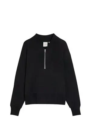 Varley Sally Zip V-neck Sweater - Black