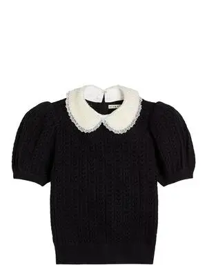 Alice + Olivia Embellished Puff-sleeve Blouse - Black