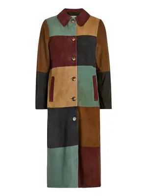 Rixo Milly Patchwork Button Coat - Brown