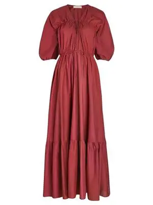 Faithfull The Brand Drawstring Cotton Maxi Dress - Red
