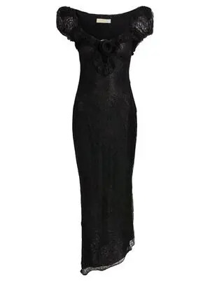DE LA VALI Floral-lace Asymmetrical Dress - Black