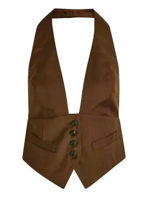 Ronny Kobo Alesis Button Halter-neck Vest - Brown