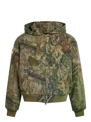 CHERRY LA Hooded Camouflage Bomber Jacket - Brown