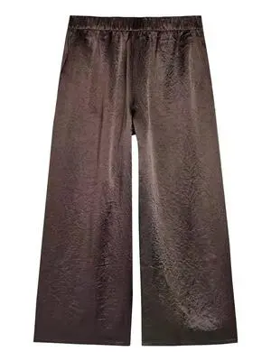 Eileen Fisher Crinkled Wide-leg Trousers - Brown