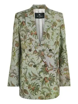Etro Floral Print Double-breasted Jacket - Green