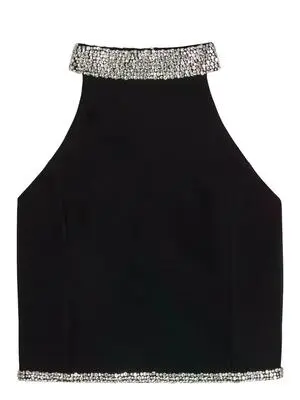 Alice + Olivia Crystal-embellished Halterneck Top - Black