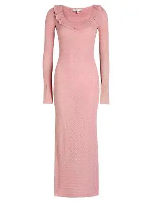 LoveShackFancy Tawnie Ruffled Knit Maxi Dress - Pink