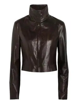 Our Legacy Leather Funnel-neck Jacket - Brown