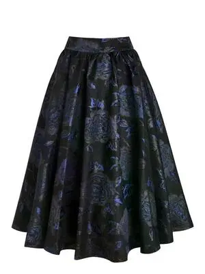 Alice + Olivia Floral-pattern Midi Skirt - Black
