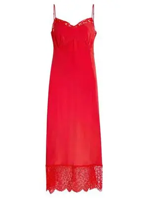 Simone Rocha Lace-trim Midi Slip Dress - Red