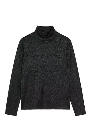 Eileen Fisher Roll-neck Long-sleeve T-shirt - Black