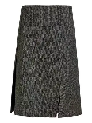 Stella McCartney Herringbone Side-slit Midi Skirt - Grey