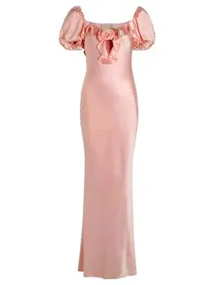 DE LA VALI Eden Ruffled Maxi Dress - Pink