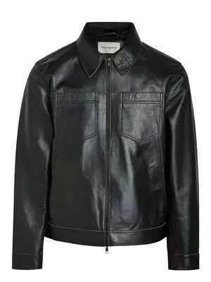 Oliver Spencer Norton Leather Zip-up Jacket - Black