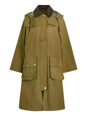 Barbour Hooded Coat With Corduroy Collar - Green