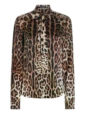 Dolce & Gabbana Leopard-print Silk Blouse - Brown