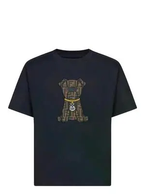 Fendi Dog-motif Cotton T-shirt - Blue