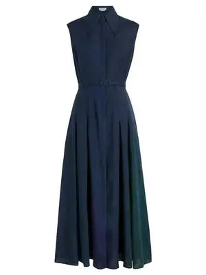 Gabriela Hearst Belted Collared Midi Dress - Blue