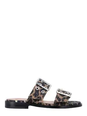 GANNI Buckle Strap Sandals - Brown