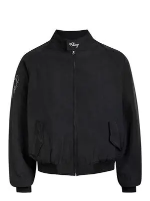 CHERRY LA Graphic-embroidered Zip Bomber Jacket - Black