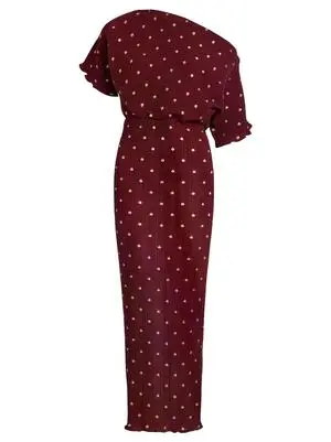 NEVER FULLY DRESSED Tilly One-shoulder Polka Dot Maxi Dress - Red