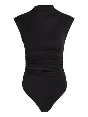 Good American Roll-neck Gathered Bodysuit - Black