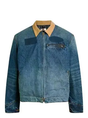 CHERRY LA Contrast-collar Denim Jacket - Blue