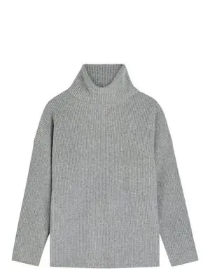 Eileen Fisher Roll-neck Ribbed Knit Sweater - Grey