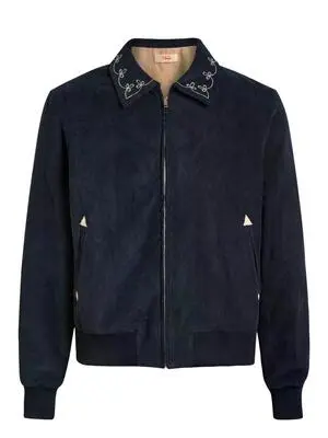 CHERRY LA Charro Embroidered Corduroy Jacket - Blue