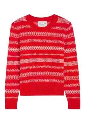 ETOILE Amity Fair Isle Striped Sweater - Red