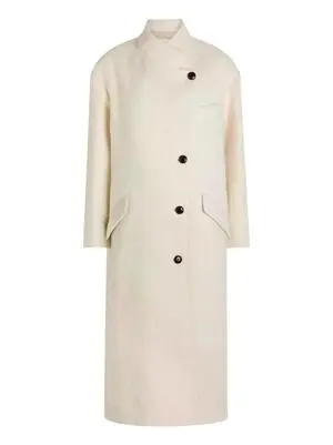 ETOILE Button-fastening Collar Coat - Neutrals
