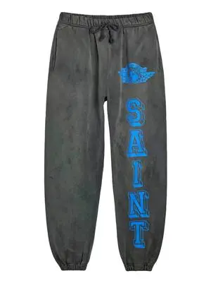 SAINT MXXXXXX Drawstring Graphic-print Track Pants - Black