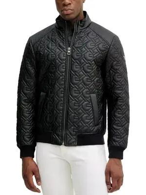 Guess Quilted Zip-up Jacket - Black