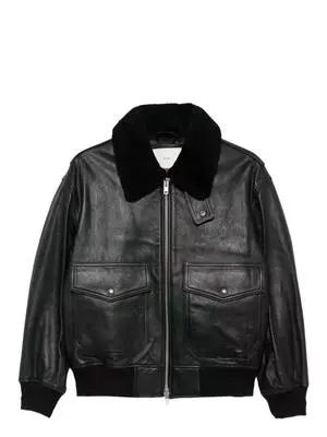 DUNST Zip-up Lambskin Bomber Jacket - Black