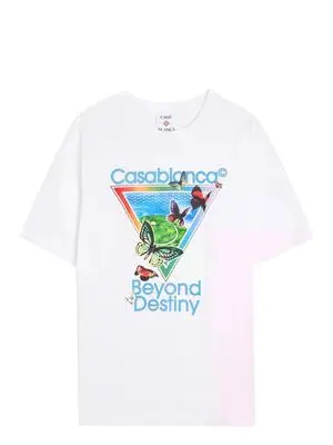 Casablanca Tennis Club Icon Beyond Destiny Printed Cotton T-shirt - White
