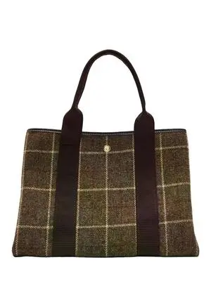 Rue De Verneuil Checked Wool Tote Bag - Brown