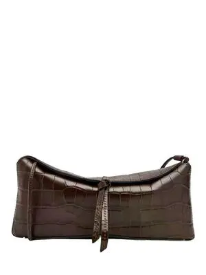 Staud Eve Croc-embossed Clutch - Brown