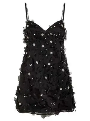 LoveShackFancy Ambessa Embellishment Mini Dress - Black