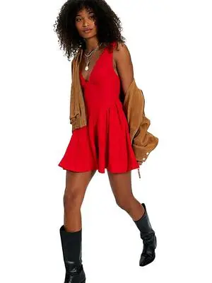 Free People Eyelet Lace Mini Dress - High Risk Pepper Combo