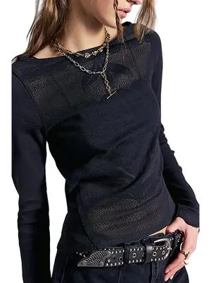 Free People Delilah Long Sleeve Top - Black